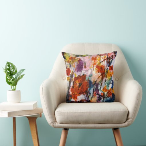 Abstract Tuscan Poppies Throw Pillows | Zazzle