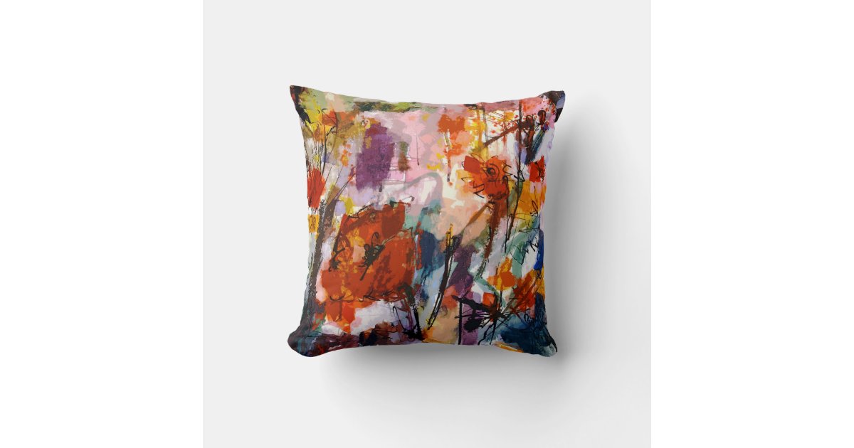 Abstract Tuscan Poppies Throw Pillows | Zazzle
