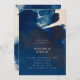 Abstract Unique Navy Blue Ink Painting Wedding Invitation | Zazzle
