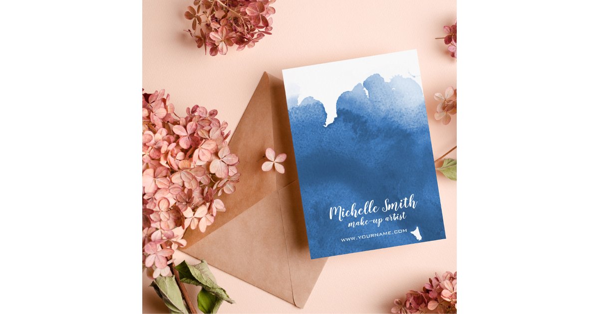 Abstract watercolor blue color splash brush stroke postcard | Zazzle