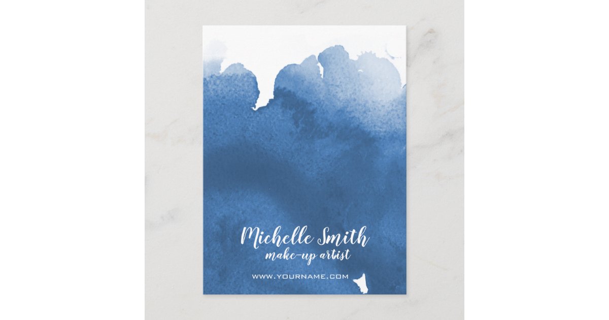 Abstract watercolor blue color splash brush stroke postcard | Zazzle