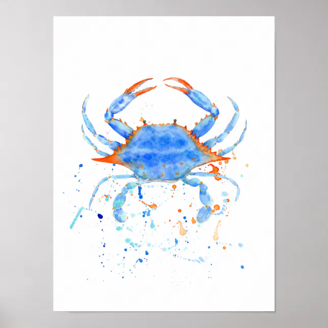 Abstract watercolor blue crab Print | Zazzle