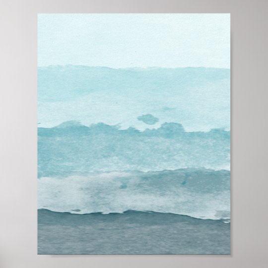 Abstract watercolor blue sea poster | Zazzle.com