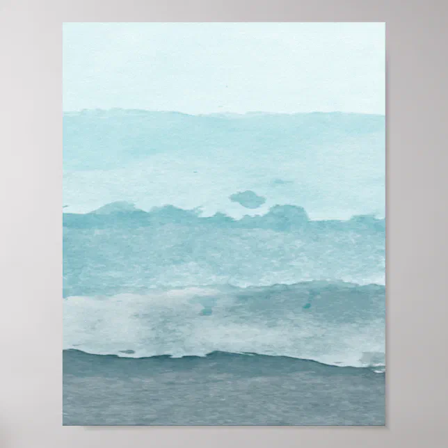 Abstract watercolor blue sea poster | Zazzle