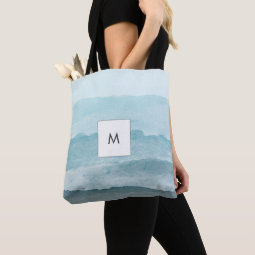 Abstract watercolor blue sea tote bag | Zazzle
