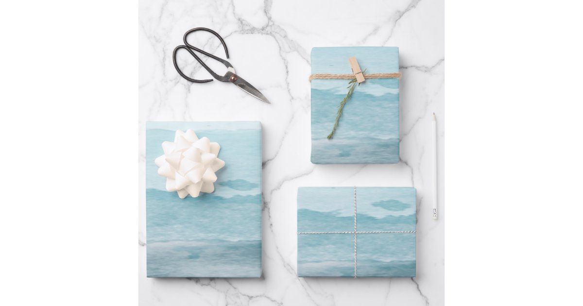 Abstract watercolor blue sea wrapping paper sheets | Zazzle