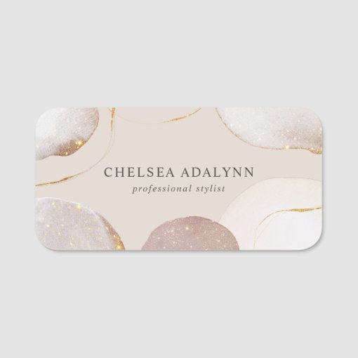 Abstract Watercolor Glittering Luxury Rose Gold Name Tag | Zazzle