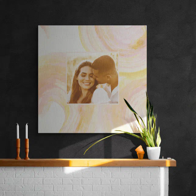 Abstract Watercolor Peach Pink Unique Custom Photo Canvas Print | Zazzle