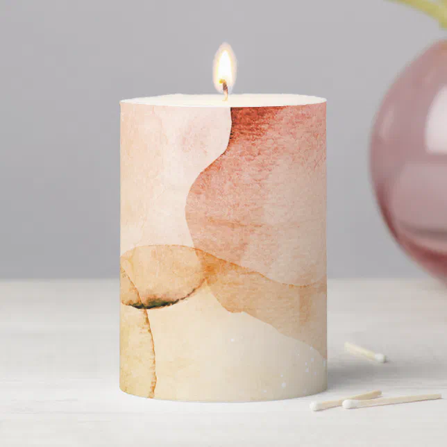 Abstract Watercolor Pillar Candle | Zazzle