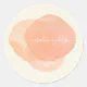 Abstract Watercolor Shapes in Peach Personalized Classic Round Sticker ...