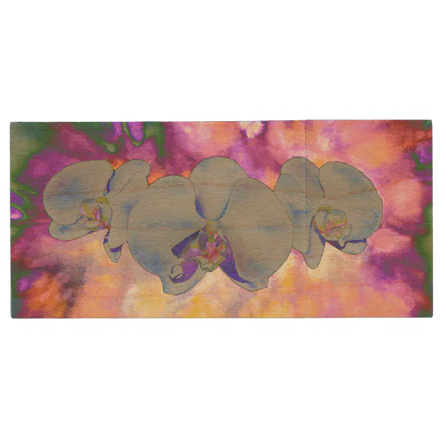 Abstract watercolor tropical floral orchids Wood Flash Drive | Zazzle