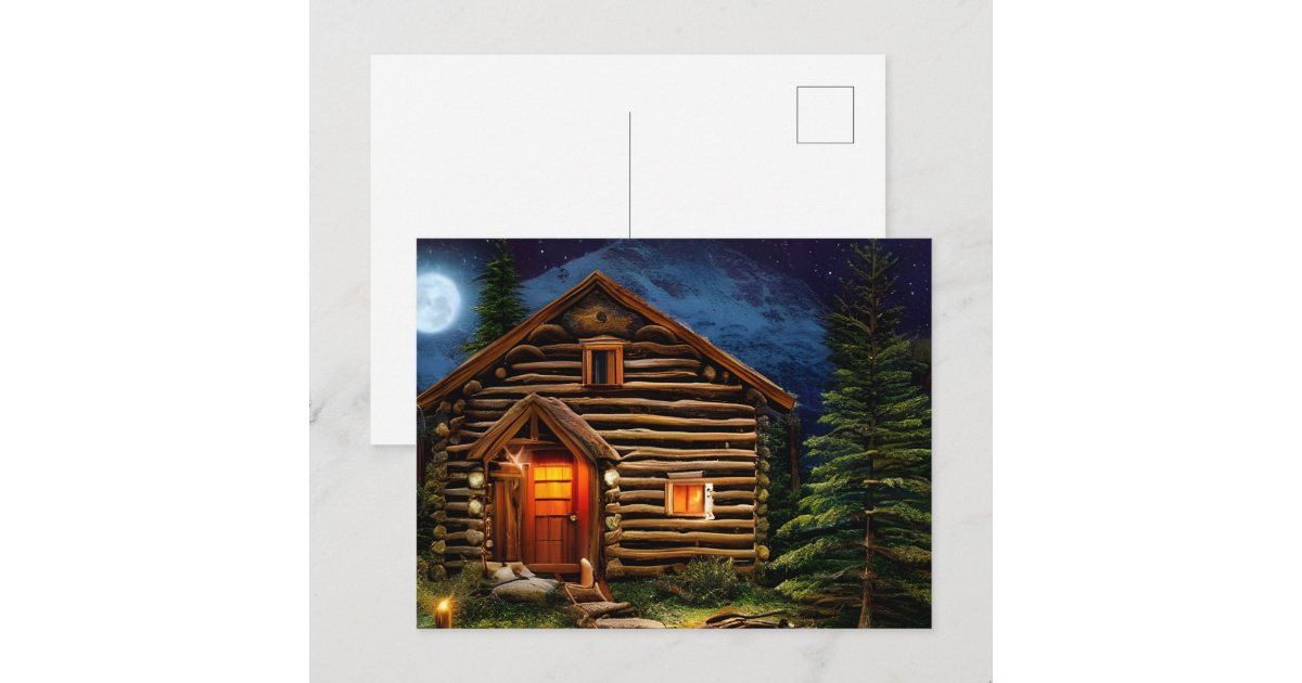 Abstract Wilderness Little Cabin Postcard | Zazzle