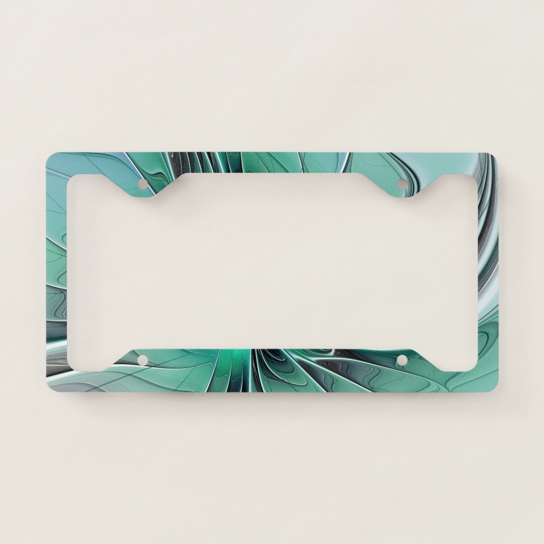 Abstract With Blue, Modern Fractal Art License Plate Frame | Zazzle