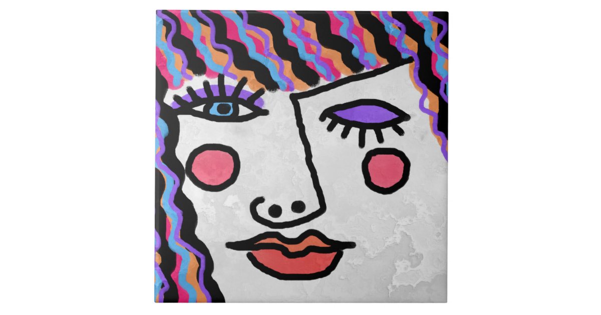 Abstract Woman's Face Ceramic Tile | Zazzle