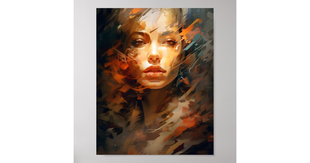 Abstract Women Face Beautiful Female Poster | Zazzle