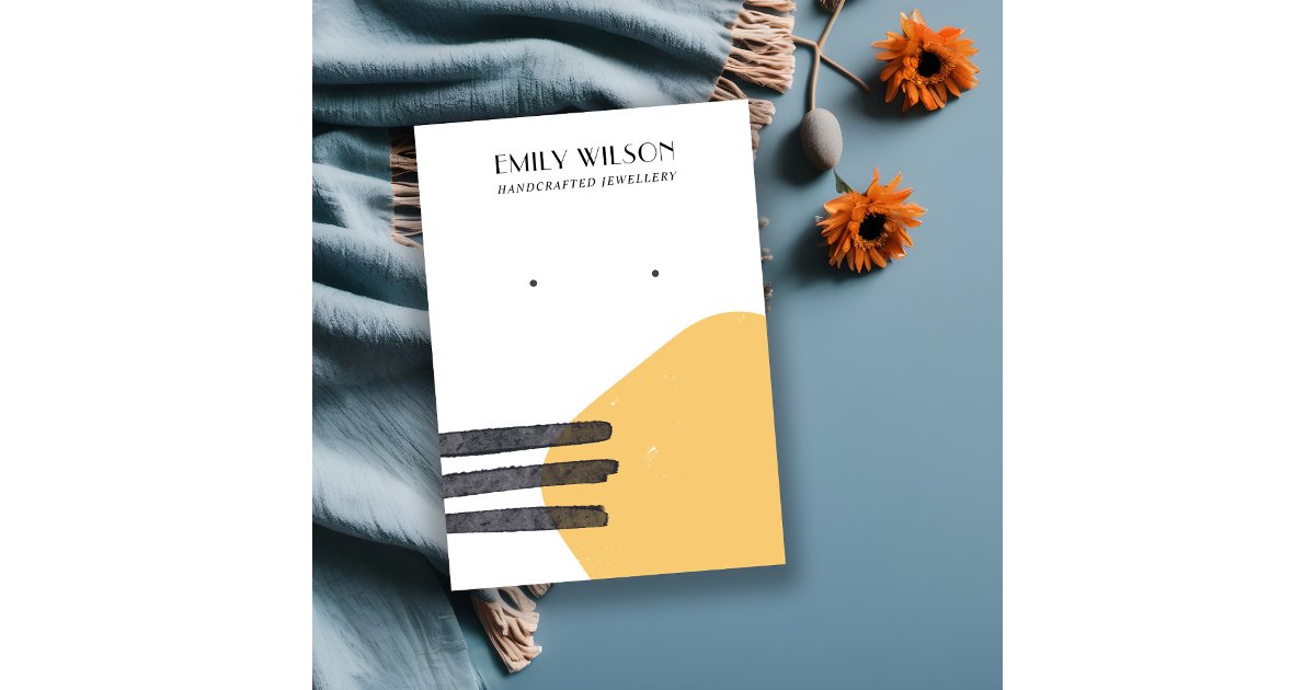 ABSTRACT YELLOW SHAPES STUD EARRING DISPLAY CARD | Zazzle