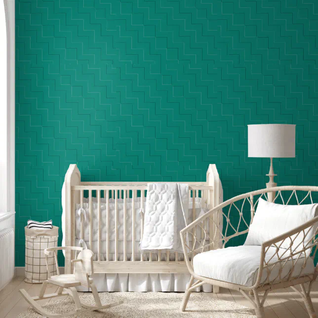 Abstract Zig Zag Design in Teal Green Wallpaper | Zazzle