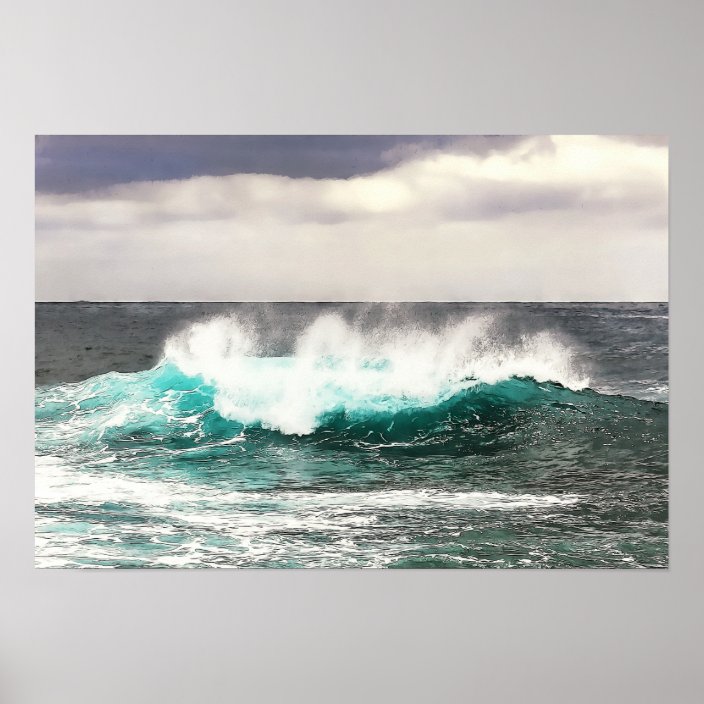 Abstracted Big Ocean Wave Rolls In to Shore Poster | Zazzle.com