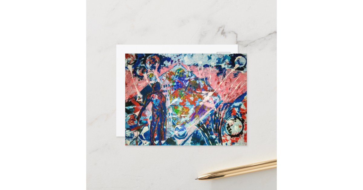 abstraction, abstractionism, space, aliens holiday postcard | Zazzle