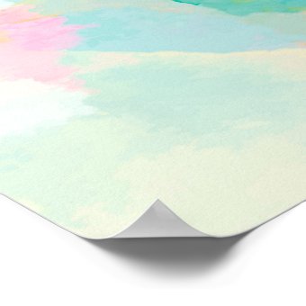 Abstraction Watercolour Pink Yellow And Blue Poster | Zazzle