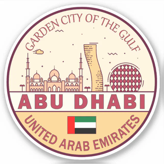 Abu Dhabi United Arab Emirates City Skyline Emblem Sticker | Zazzle