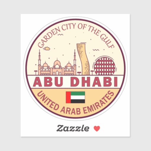 Abu Dhabi United Arab Emirates City Skyline Emblem Sticker | Zazzle