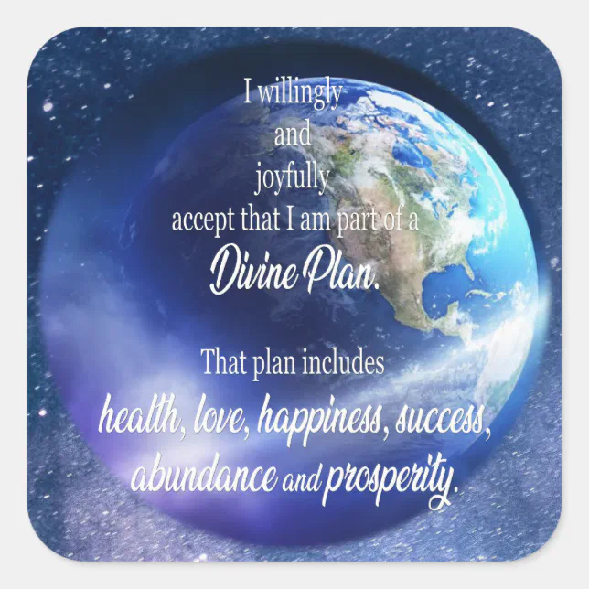 Abundance and Prosperity Affirmation Square Sticker | Zazzle