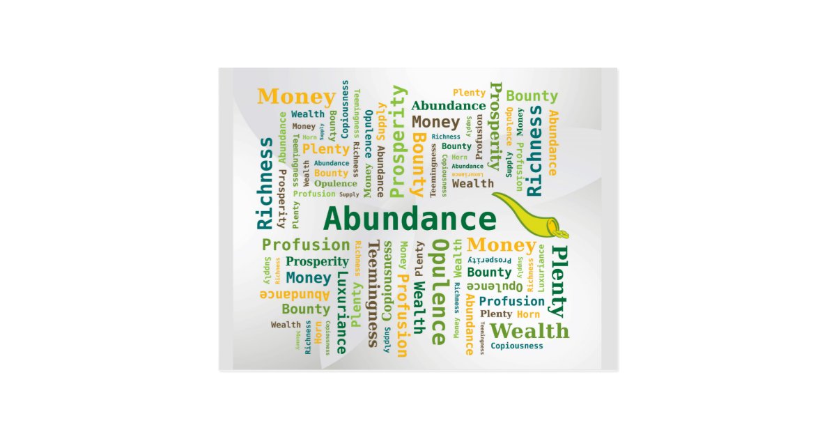 Abundance Word Cloud Green Yellow Colors Postcard | Zazzle.com