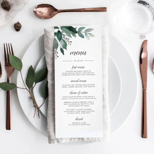 Abundant Foliage Menu Card | Zazzle