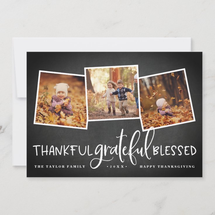 Abundant Gratitude Thanksgiving Photo Collage Card | Zazzle