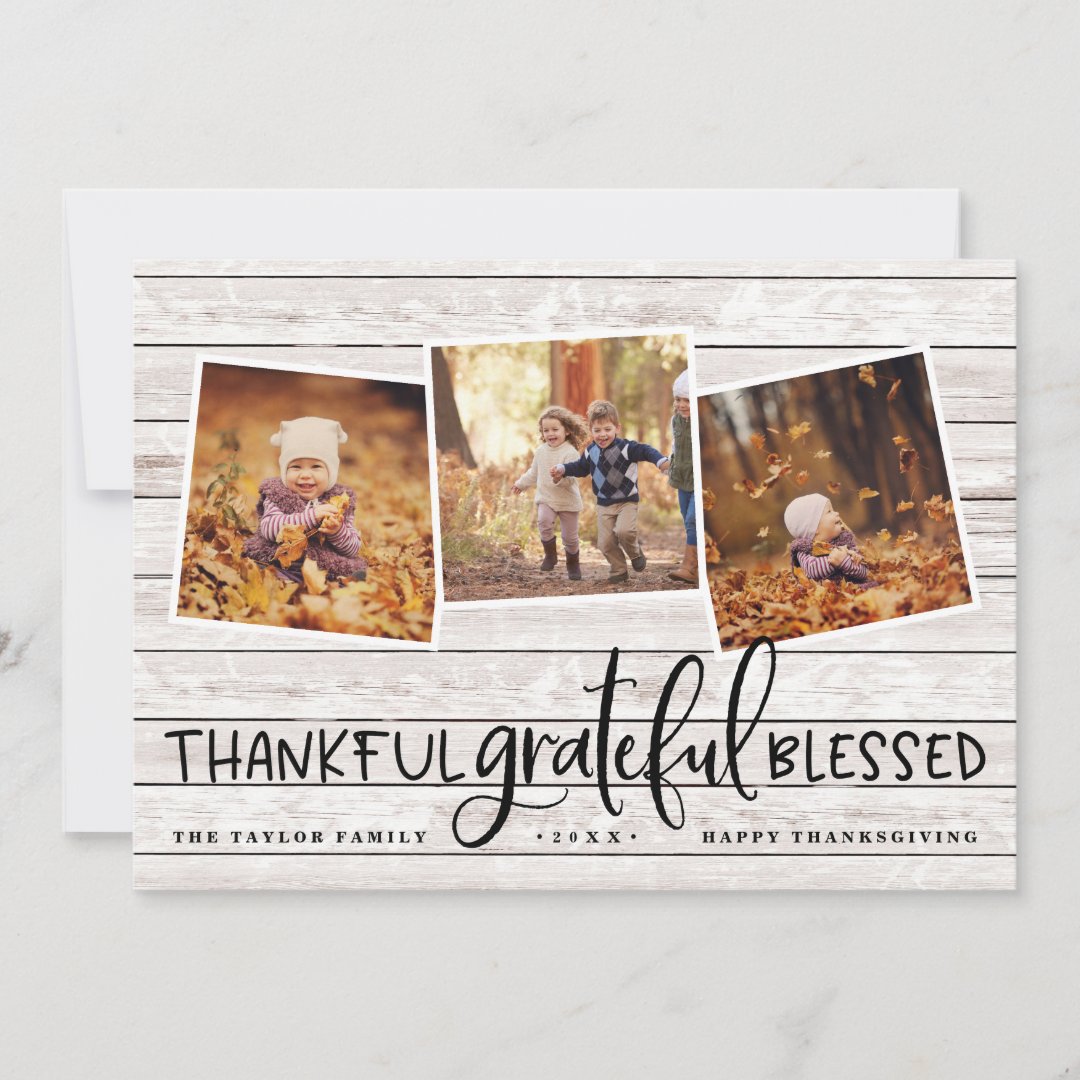 Abundant Gratitude Thanksgiving Photo Collage Card | Zazzle