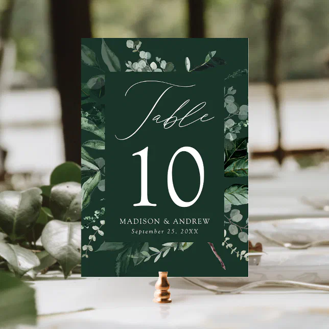 Abundant Greenery Table Number Card | Zazzle