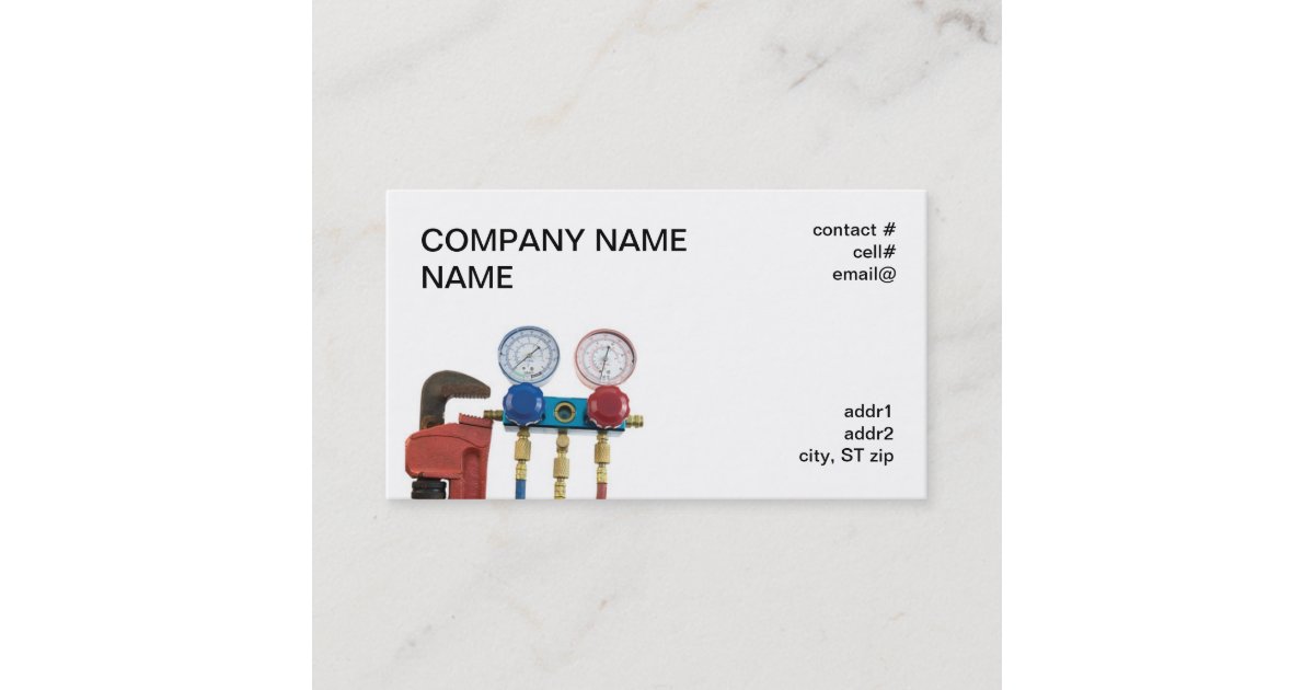 AC tools and pipe wrench Business Card | Zazzle