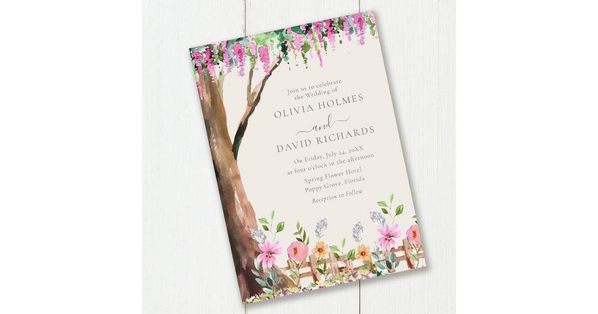 Acacia on a Wildflower Field Wedding Invitation | Zazzle