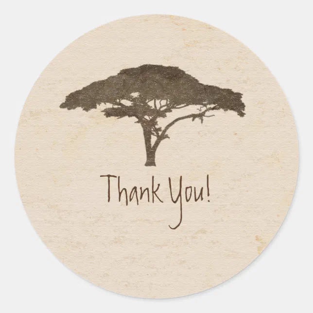 Acacia Tree African Safari Vintage Wedding Favor Classic Round Sticker ...