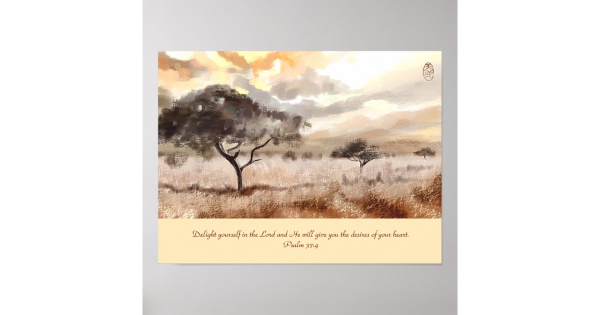 Acacia Trees Custom Poster with Bible Verse | Zazzle