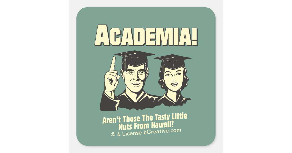 Academia: Tasty Nuts From Hawaii Square Sticker | Zazzle