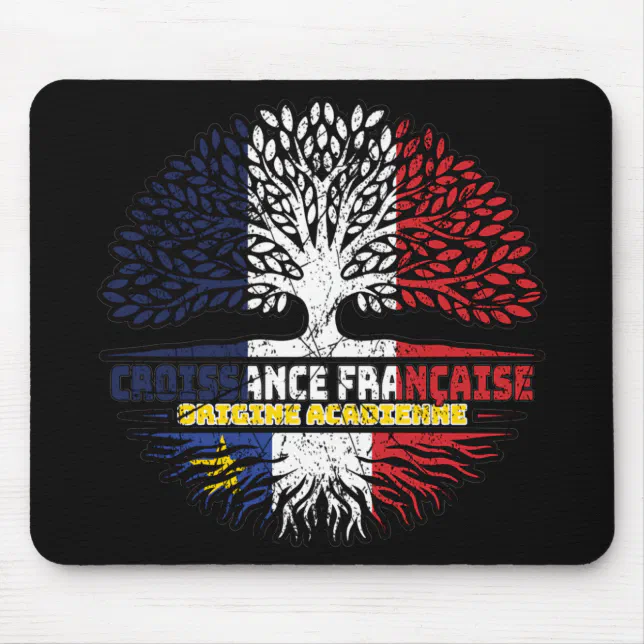 Acadia Acadian French France Tree Roots Flag Mouse Pad | Zazzle