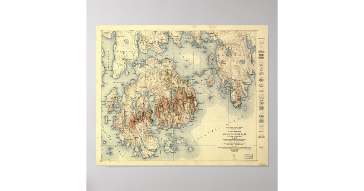 Acadia National Park 1931 Topographic Map Poster | Zazzle