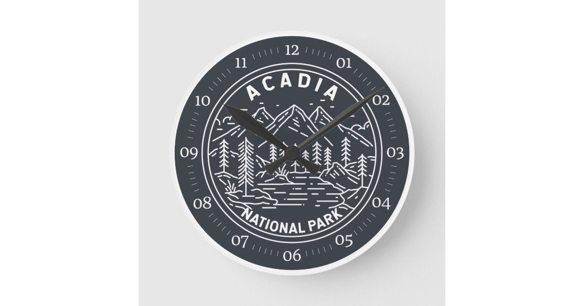 Acadia National Park Bar Harbor Monoline Round Clock | Zazzle