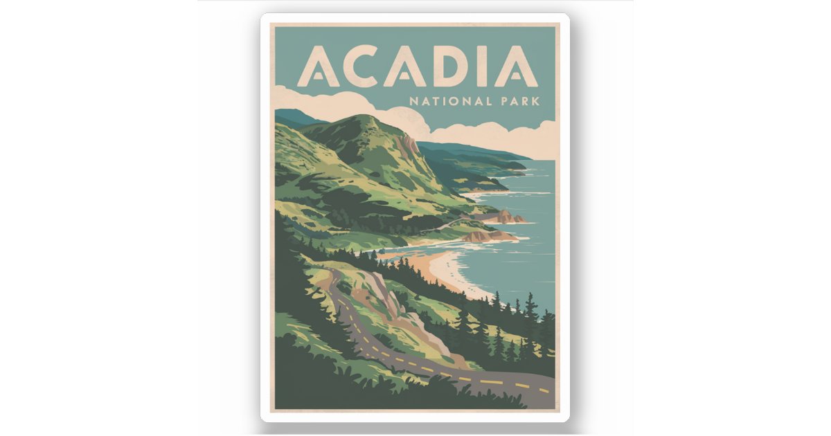 Acadia National Park Coastline Sticker | Zazzle