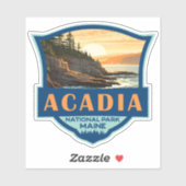 Acadia National Park Illustration Retro Badge Sticker | Zazzle