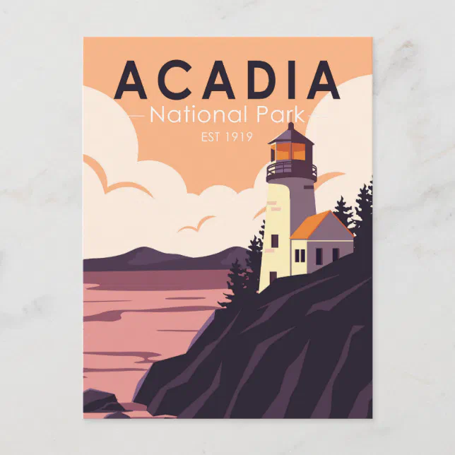 Acadia National Park Maine Lighthouse Vintage Postcard | Zazzle