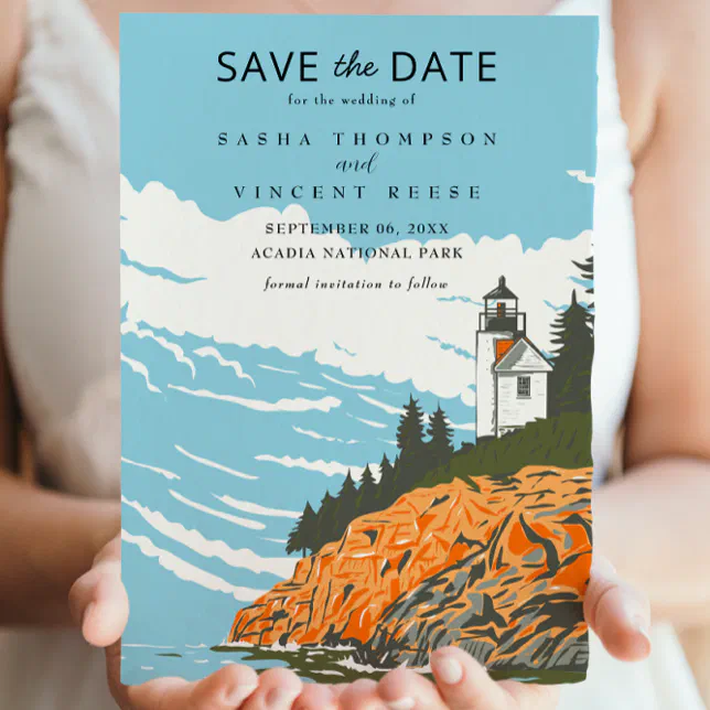 Acadia National Park Save The Date Retro Invitation | Zazzle