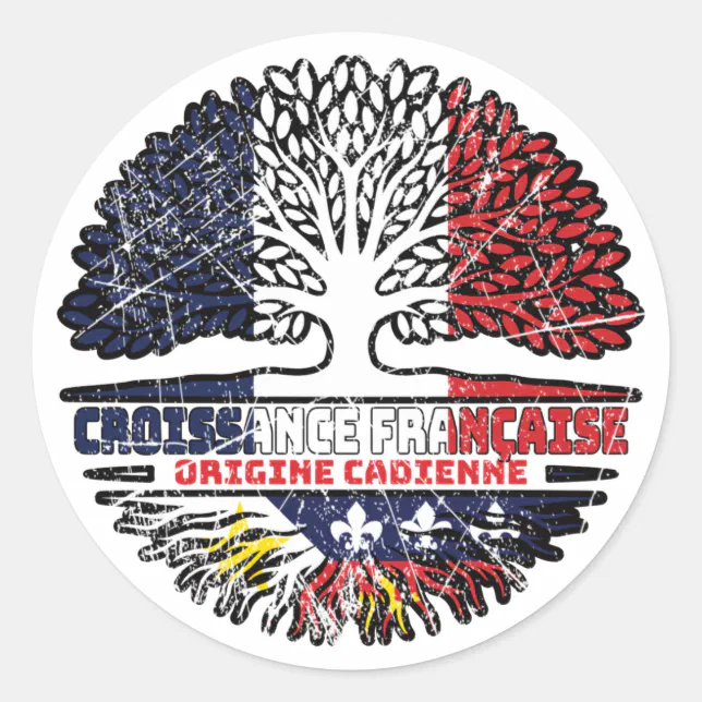 Acadian Cajun French France Tree Roots Flag Classic Round Sticker | Zazzle