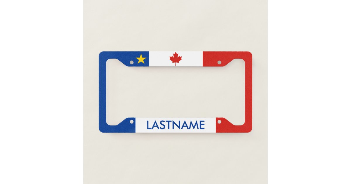 Acadian Canadian Flag Surname License Plate Frame | Zazzle