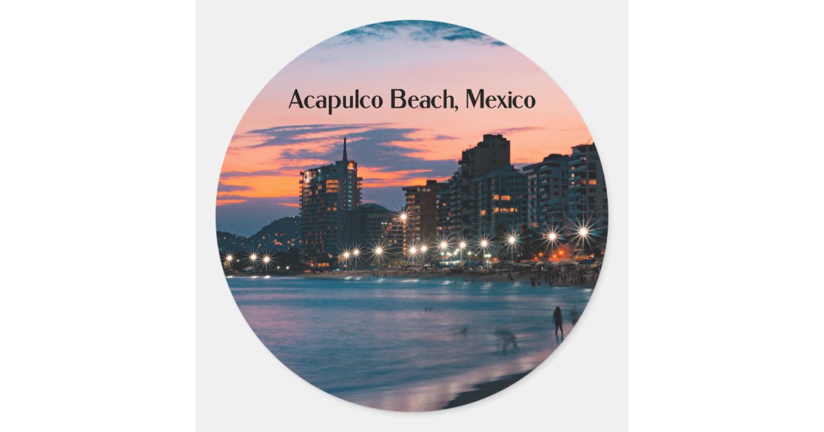 Acapulco Beach, Mexico Classic Round Sticker | Zazzle
