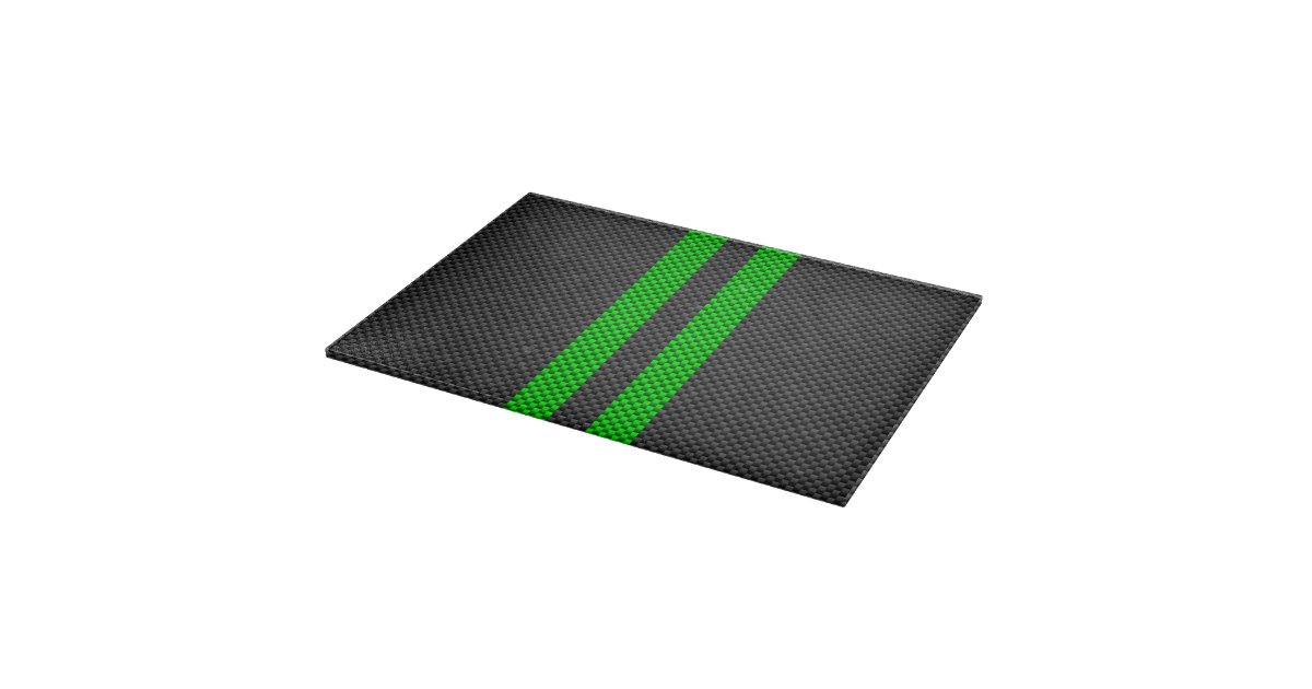 Accent Green Carbon Fiber Style Racing Stripes Cutting Board | Zazzle