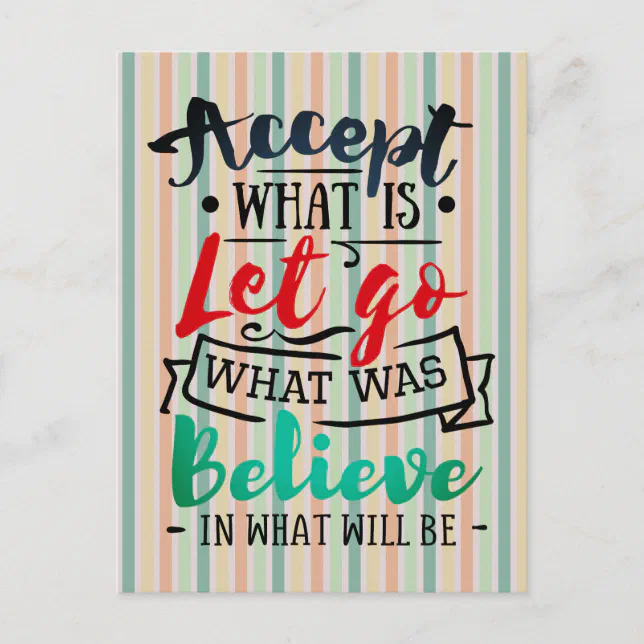 Accept, Let Go, Believe Postcard | Zazzle