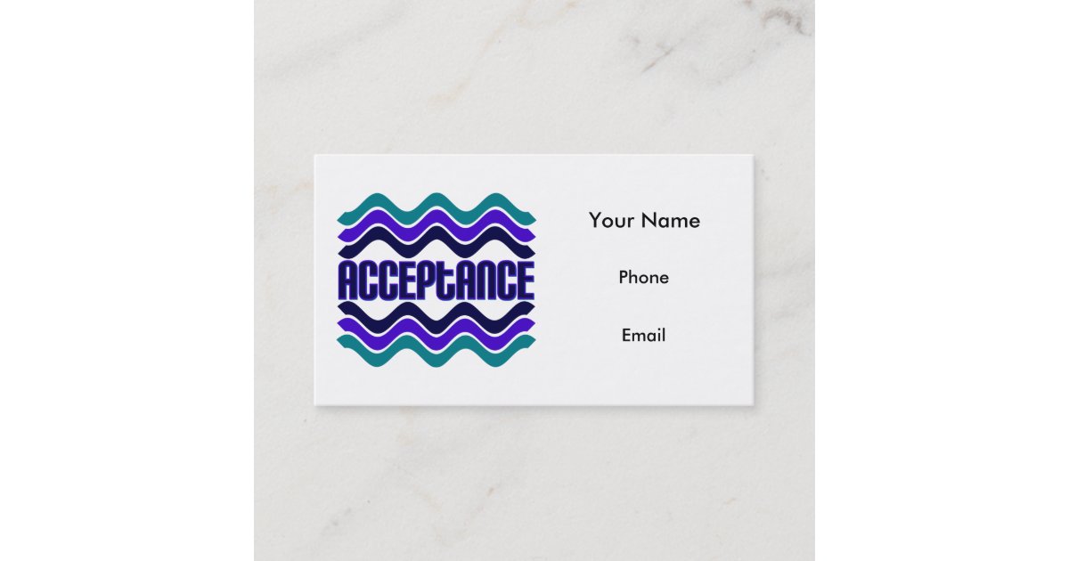 Acceptance Quote Blue Green Purple Business Card | Zazzle